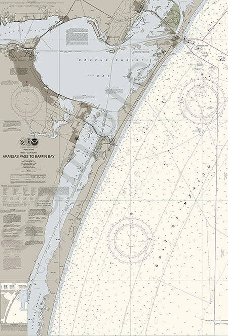 Aransas Pass to Baffin Bay Nautical Chart Art – The Nautical Chart Company