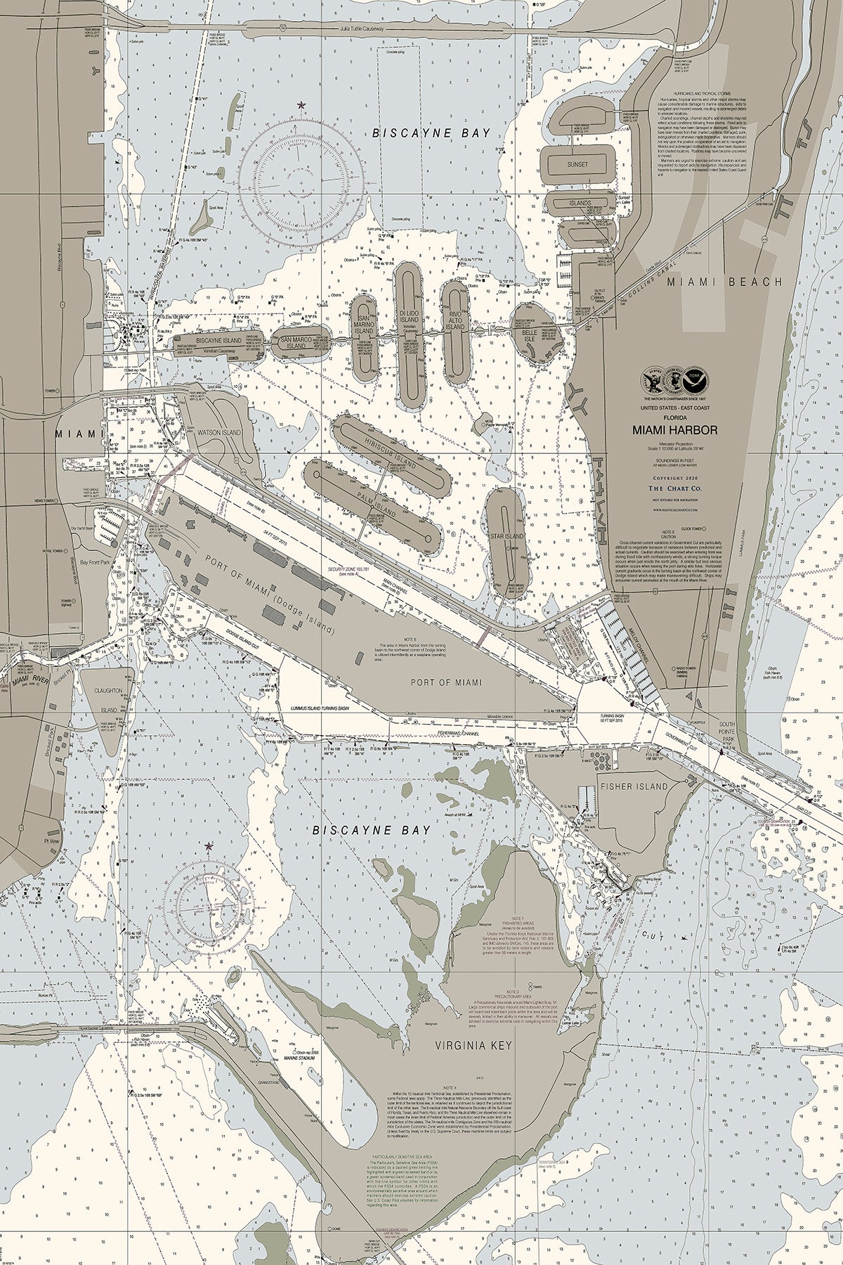 Miami Harbor Nautical Chart – The Nautical Chart Company