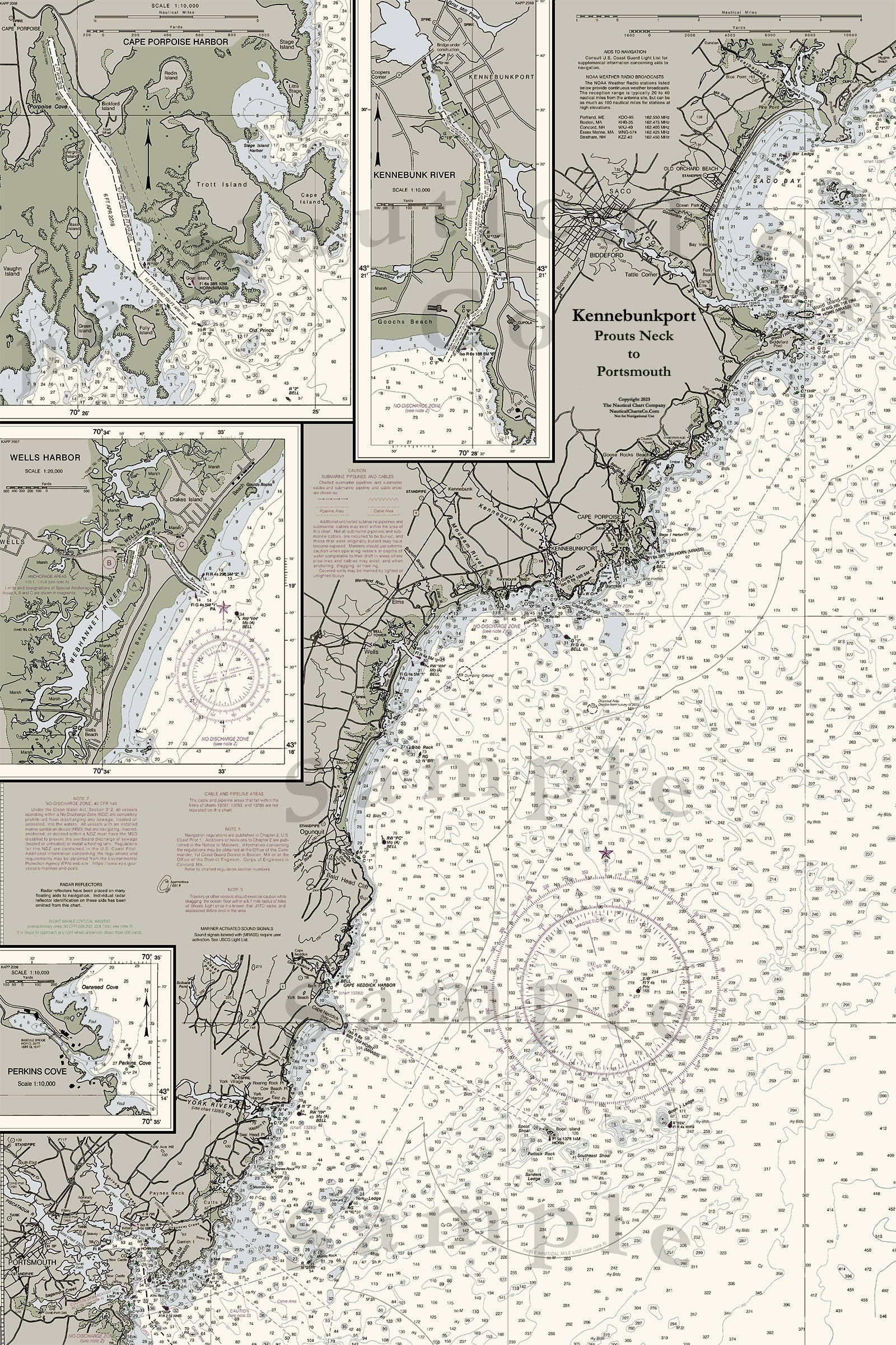 Kennebunkport, ME Nautical Chart Art – The Nautical Chart Company